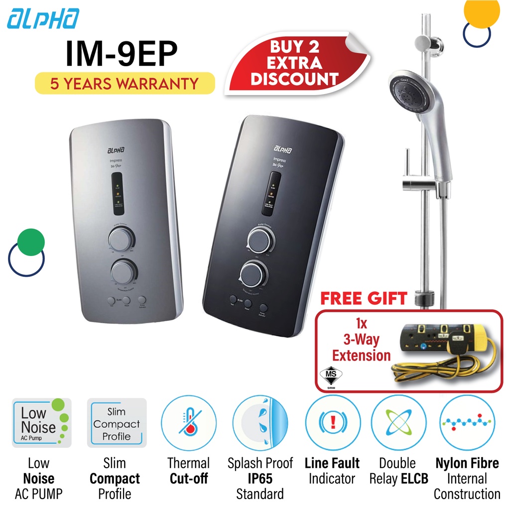 Alpha Instant Water Heater IM-9EP with AC BOOSTER PUMP(LOW NOISE) + FREE GIFT | Shopee Malaysia
