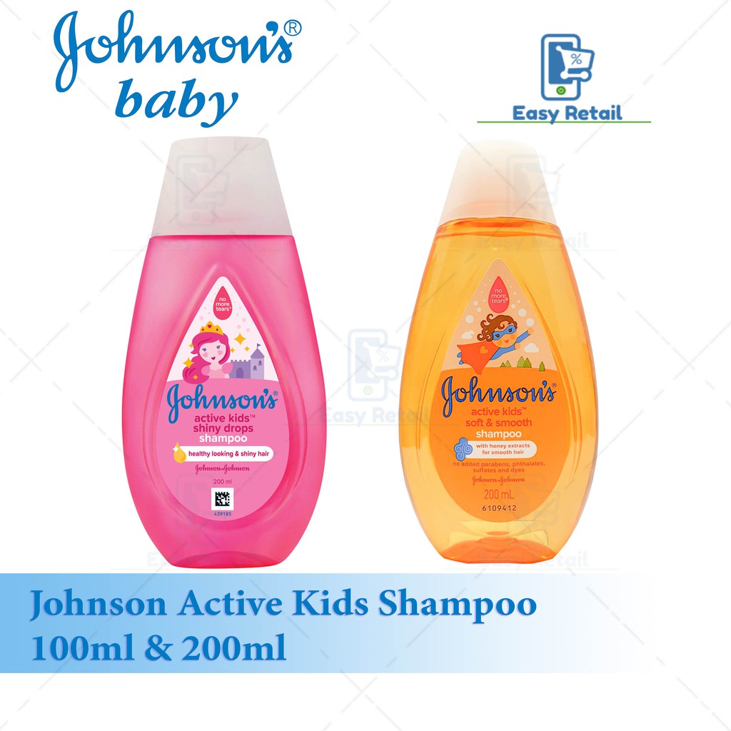 Johnson Kids Active Shampoo 100ml & 200ml (Shiny Drops & Soft and ...