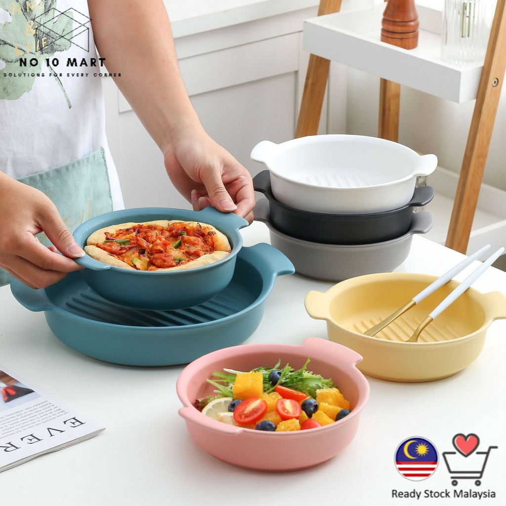 [Ready Stock] Ceramic Baking Bowl New Binaural Ceramic Baking Plate ...
