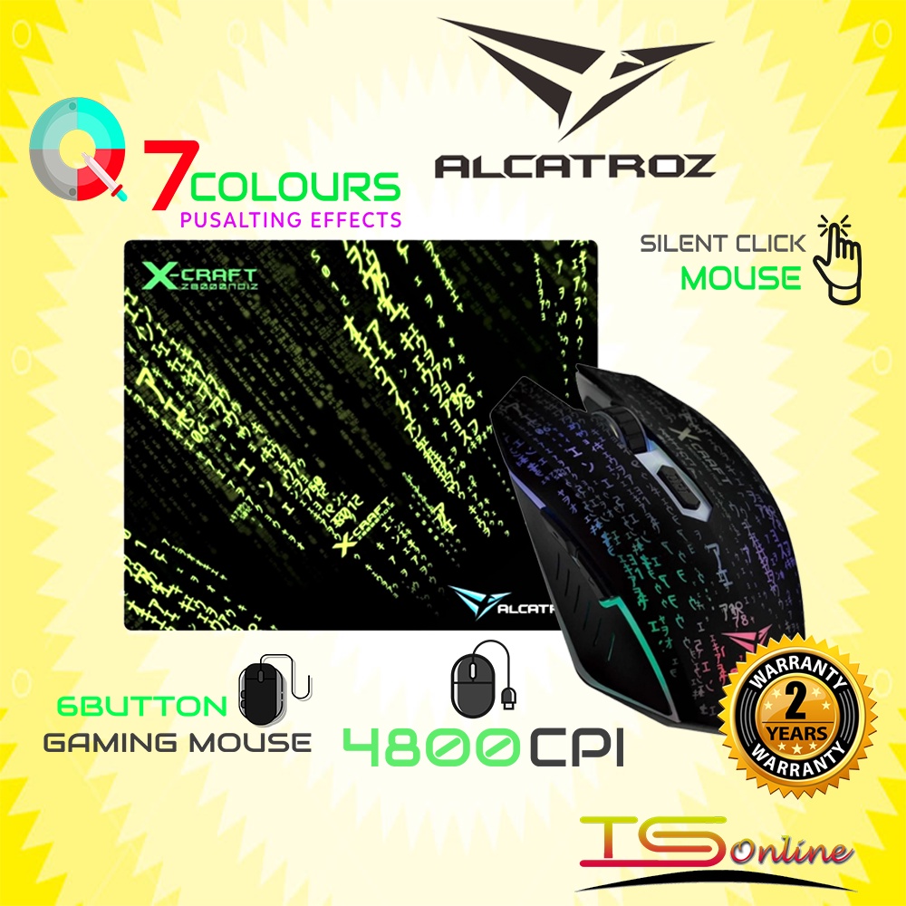 Alcatroz X-Craft PRO NOIZ Z8000 Gaming Mouse Free Mouse Pad ( Silent ...