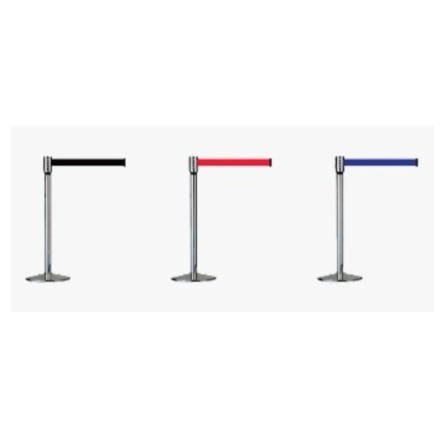 90CM STAINLESS STEEL BARRICADE QUEUE UP STAND WITH 2M RED RETRACTABLE ...