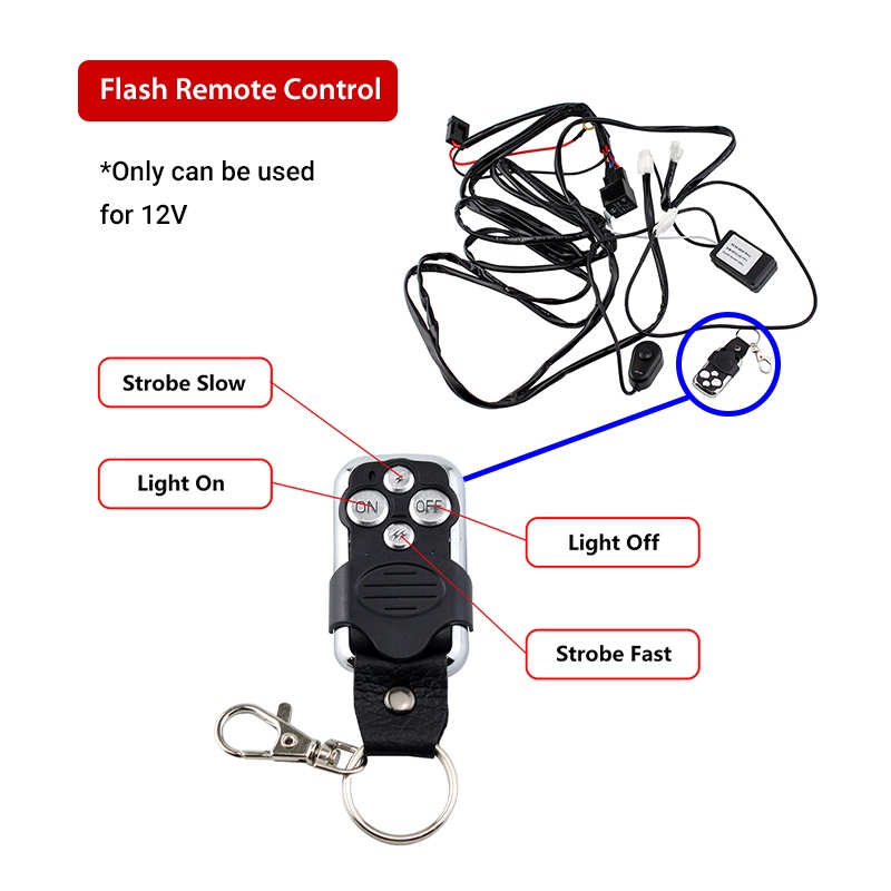 12V 60A Flash Remote Control Wiring Harness Kit Strobe Switch Relay ...