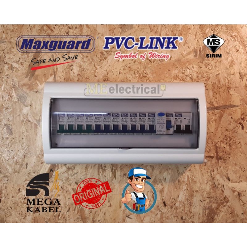 DB BOX 12-16way (Full set) Maxguard MCB 6A-20A + ELCB 40A +Main switch ...
