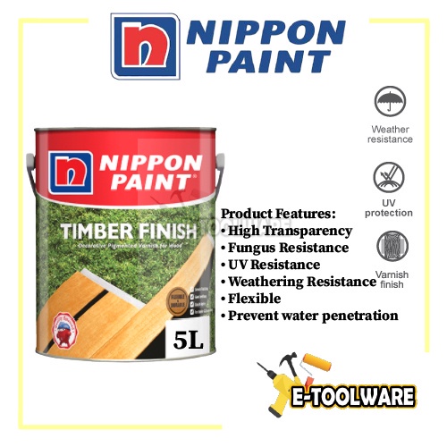 5L Nippon Paint Timber Finish Varnish For Wood Cat Kayu Shellac ...