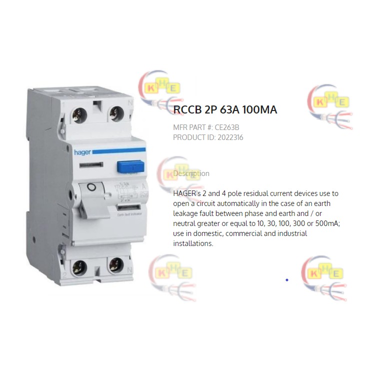 (ORIGINAL) Hager 2Pole RCCB ELCB CE263B 40A/63A 300mA 100mA 30mA 2 POLE RCCB ELCB | Shopee Malaysia