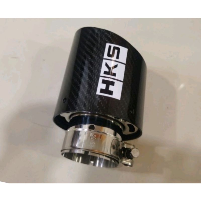 Hks V2 Glossy Carbon Fiber Single Tip Car Exhaust Pipe Tabung Muffler Stainless Steel Tip Pipe ...