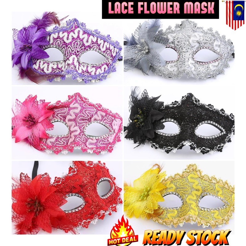 Masquerade Flower Mask for Ladies. Floral Lace Party Mask | Shopee Malaysia