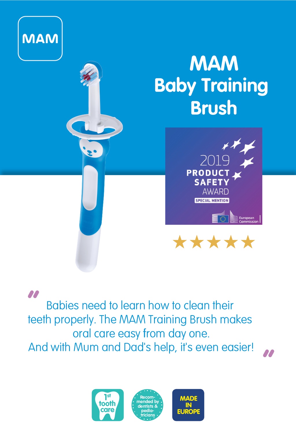 MAM Training Toothbrush for Babies, With Safety Shields, Ideal for ...