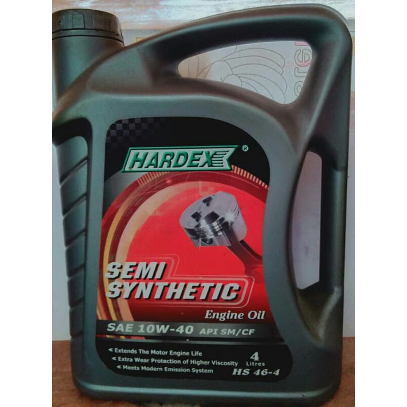HARDEX Semi Synthetic Engine oil SAE 10W - 40 API SM / CF (4 liter ) ( HAREI ) | Shopee Malaysia