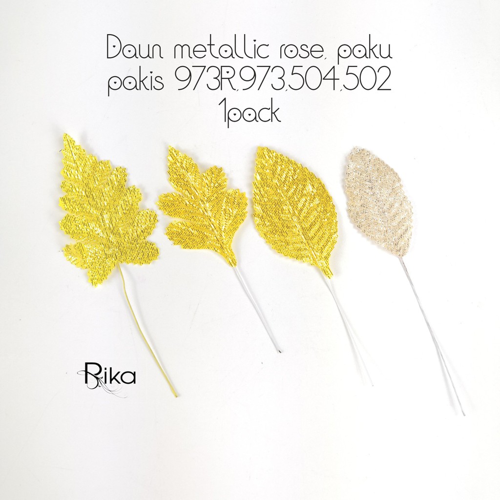 Daun metallic rose & paku pakis 145R 145 504 502 100pc daun fern daun ...