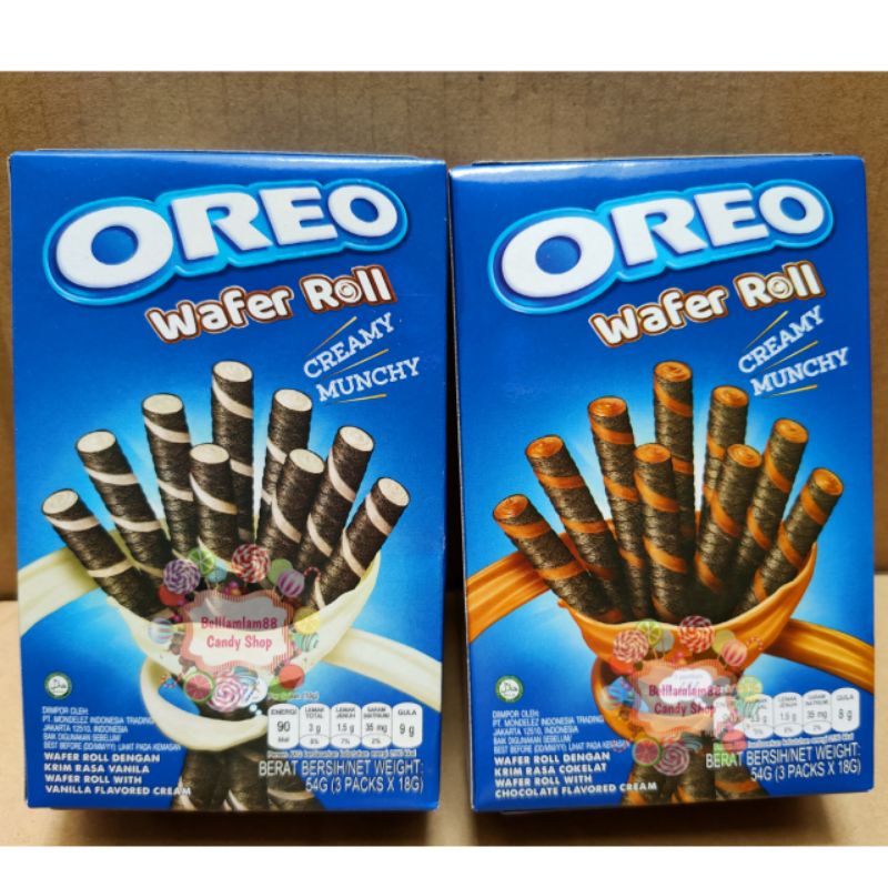 (HALAL) Oreo Wafer Roll Vanilla / Chocolate 54g ( 3 Packs x 18g ...