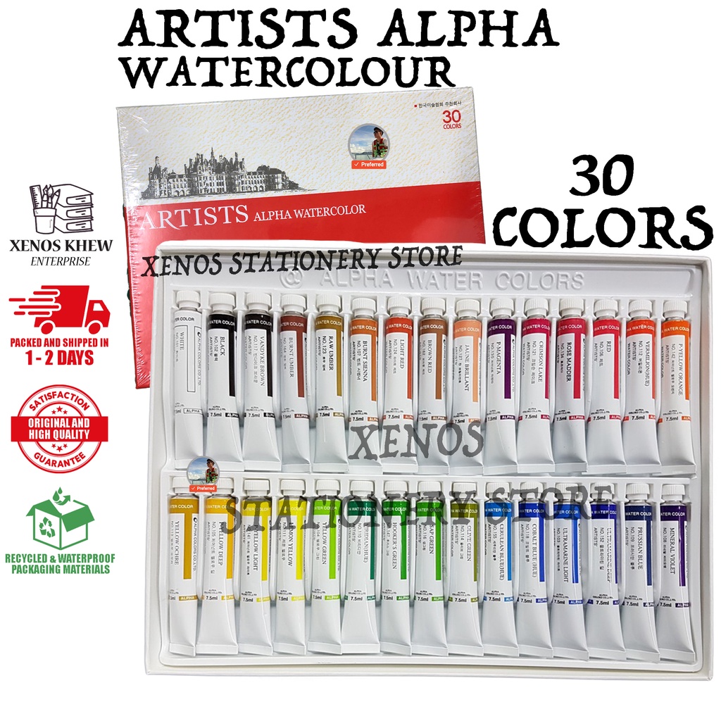 [ FREE GIFT ] ALPHA ARTIST WATERCOLOUR 30 COLOR 7.5ML / ALPHA ...