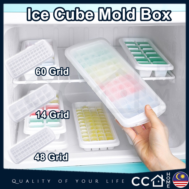 Acuan Ais Batu Grid Ice Cube Mold Box Plastic Ices Maker Mold Trays Lid ...