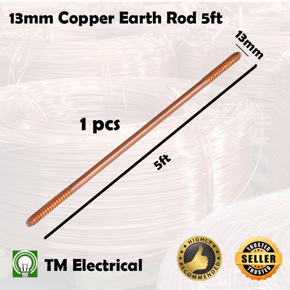 COPPER EARTH ROD 5FT (5KAKI) STICK/Rod Tembaga EARTHING pagar elektrik ...