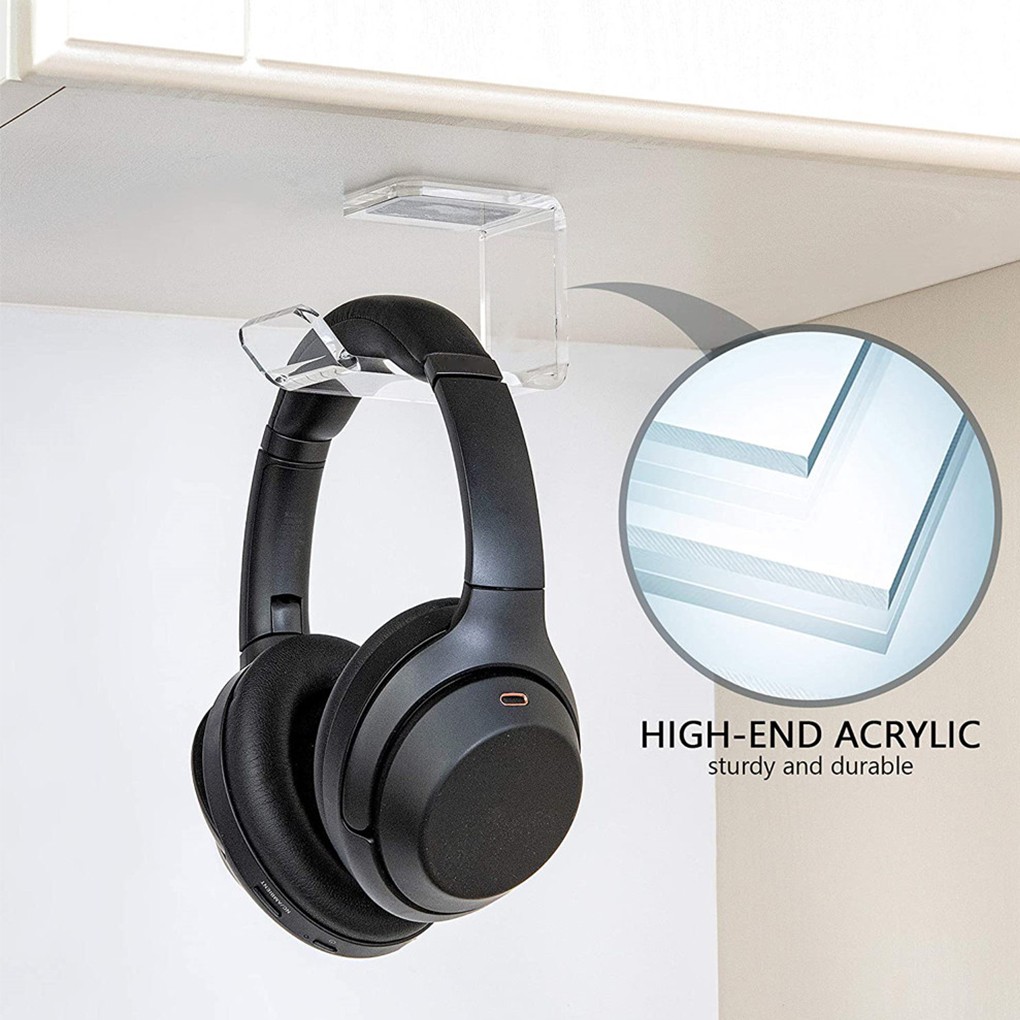 Acrylic Headphone Bracket 15kg Headset Stand Under the desk wall ...