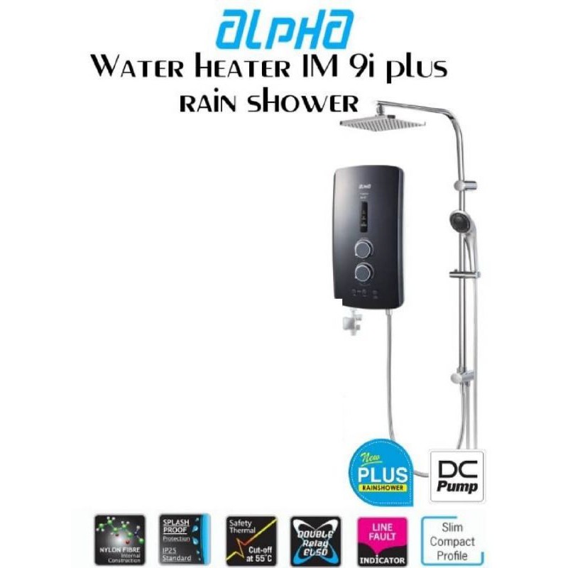 Alpha Water Heater IM 9i plus Rain Shower - ELSD & DC Pump | Shopee Malaysia