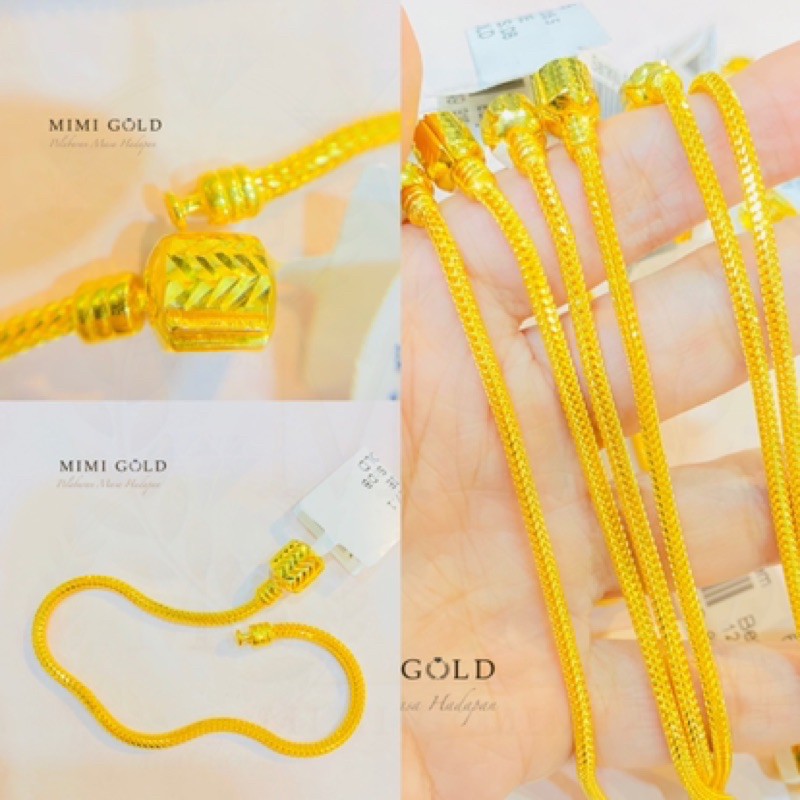 Rantai Tangan Belut(pandora)Clip Padu Emas 916 Original (N) | Shopee ...