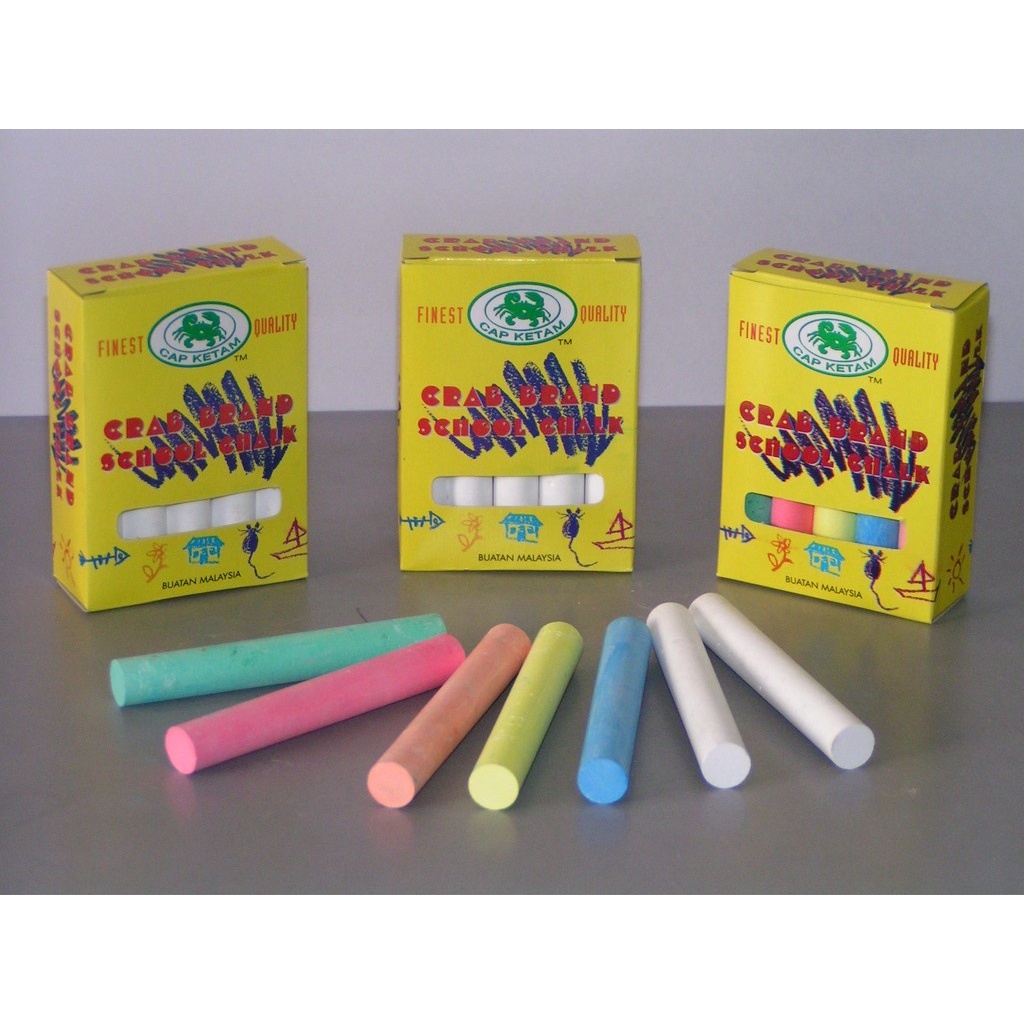 KAPUR TULIS CAP KETAM COLOUR SCHOOL CHALK 10PCs / BOX 颜色粉笔 | Shopee ...