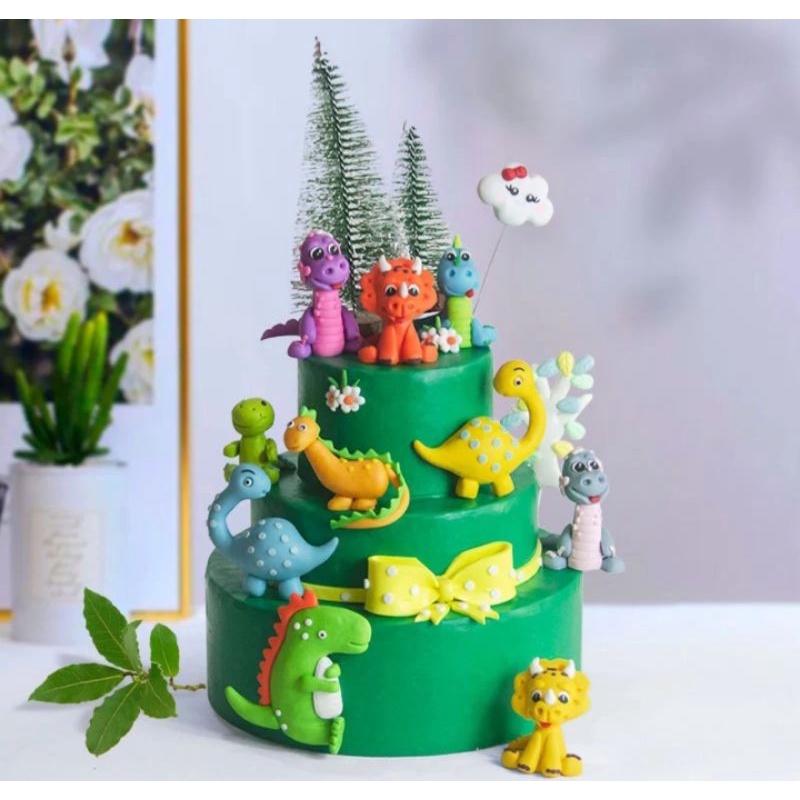 【I MOMO】Dinosaur Cake Decoration/恐龙当家霸王龙烘培生日蛋糕装饰摆件小恐龙动物园宝宝主题儿童派对用品 ...