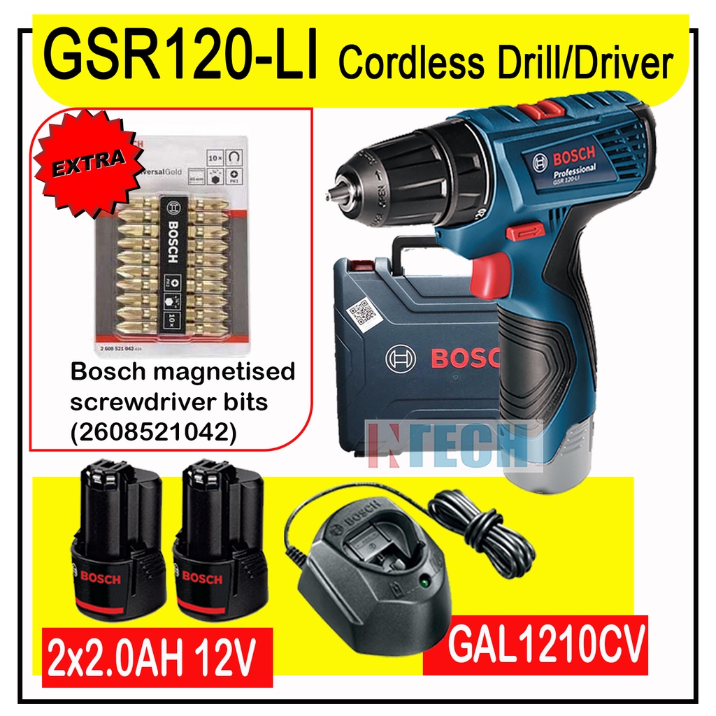 BOSCH GSR120-LI GEN2 / GSR120LI GEN2 12V CORDLESS DRILL / DRIVER C/W ...
