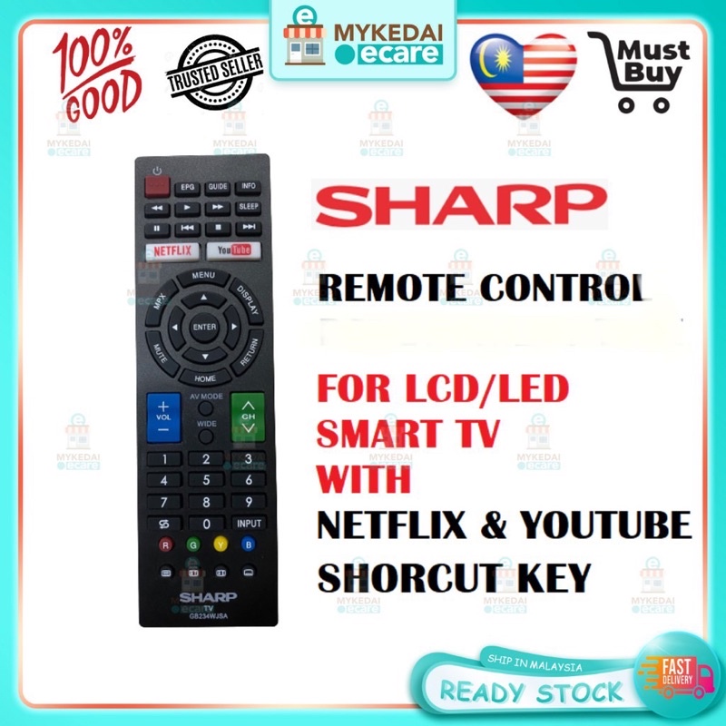 Sharp smart tv remote control GB234WJSA original | Shopee Malaysia
