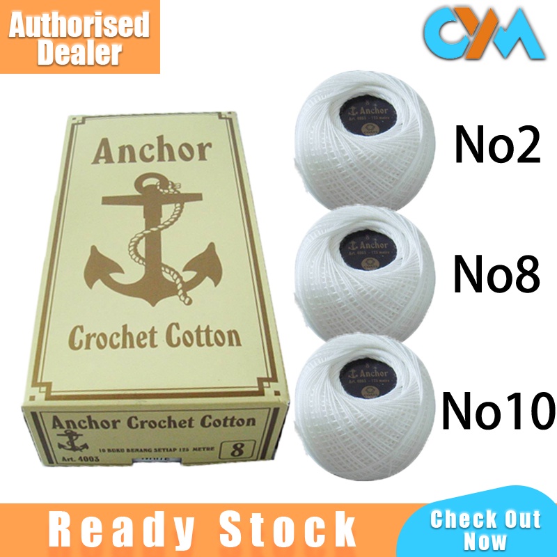 Anchor Crochet Cotton Art-4003 1pc Benang Kapas Mrngait No2 No8 No10 ...