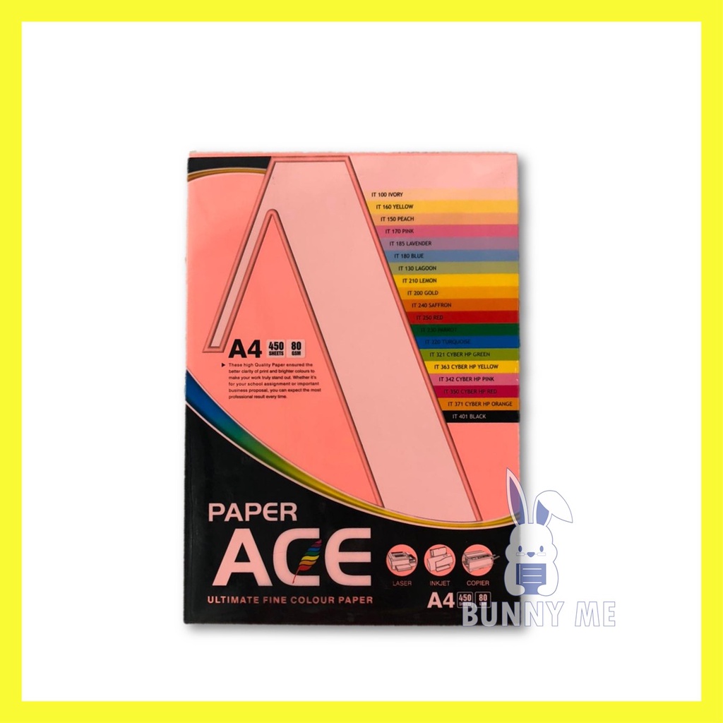 ACE COLOUR PAPER 80GSM A4 450SHEETS / KERTAS WARNA // LIGHT // CYBER ...