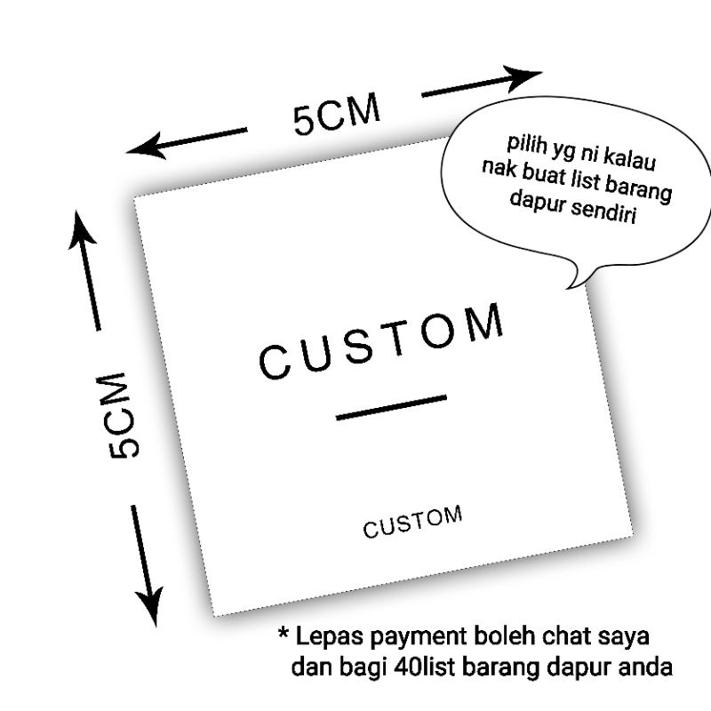 40pcs Sticker Dapur / Square Pantry Sticker / Sticker Barang Dapur ...