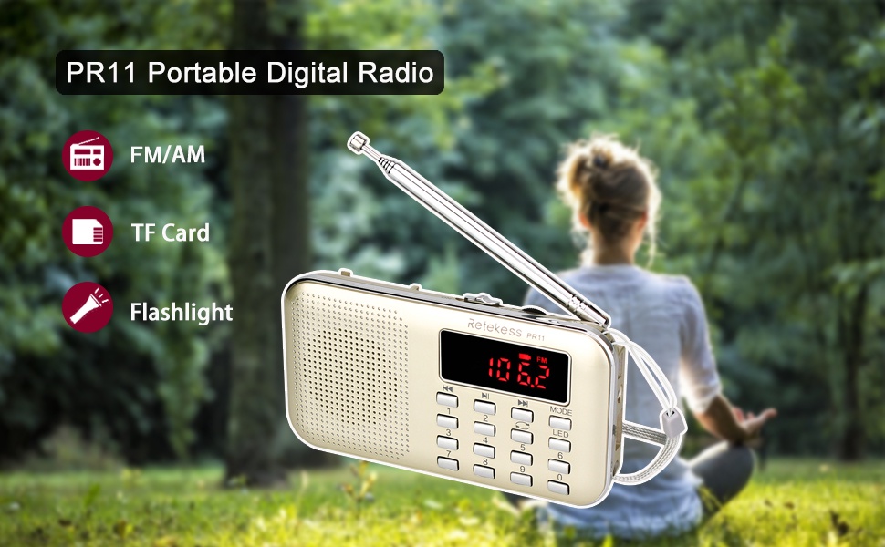 Retekess PR11 AM FM Radio Portable Rechargeable Transistor Radios Small ...