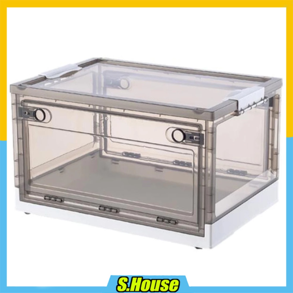 Box Shelf Storage Wheel Pulley 2 Door Keep Store Book Cloth Toys Kotak ...