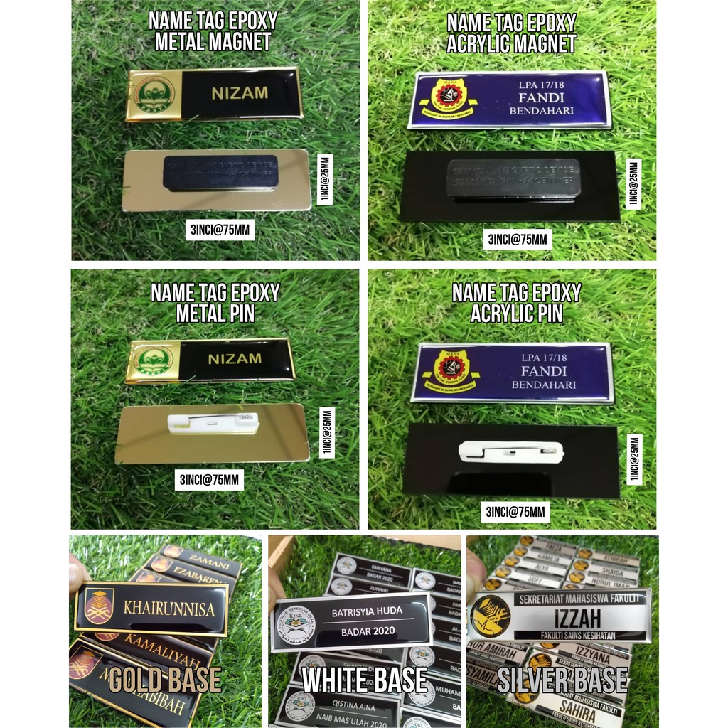 Epoxy Name Tag metal & Acrylic | Shopee Malaysia