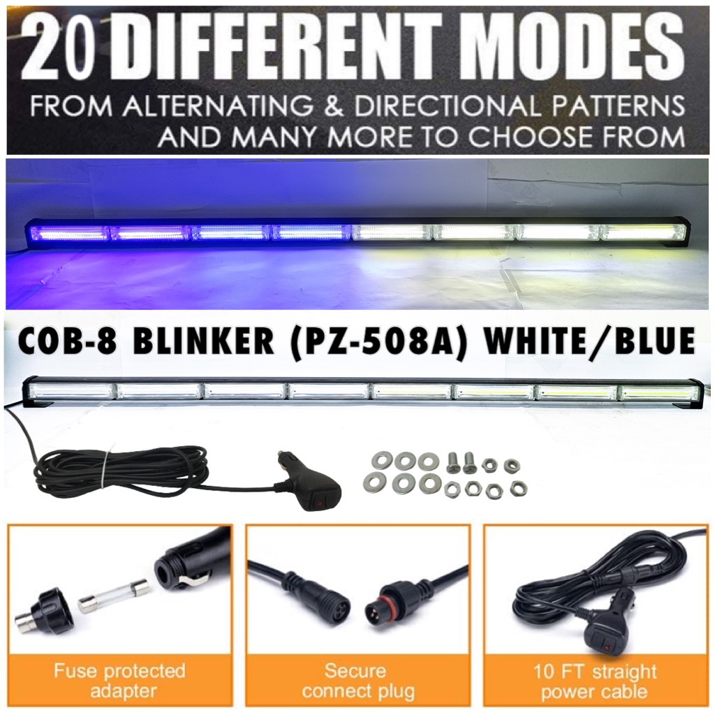 LD COB 8 LED 20 Mode Flashing Strobe Modes Emergency Warning Vehicle ...