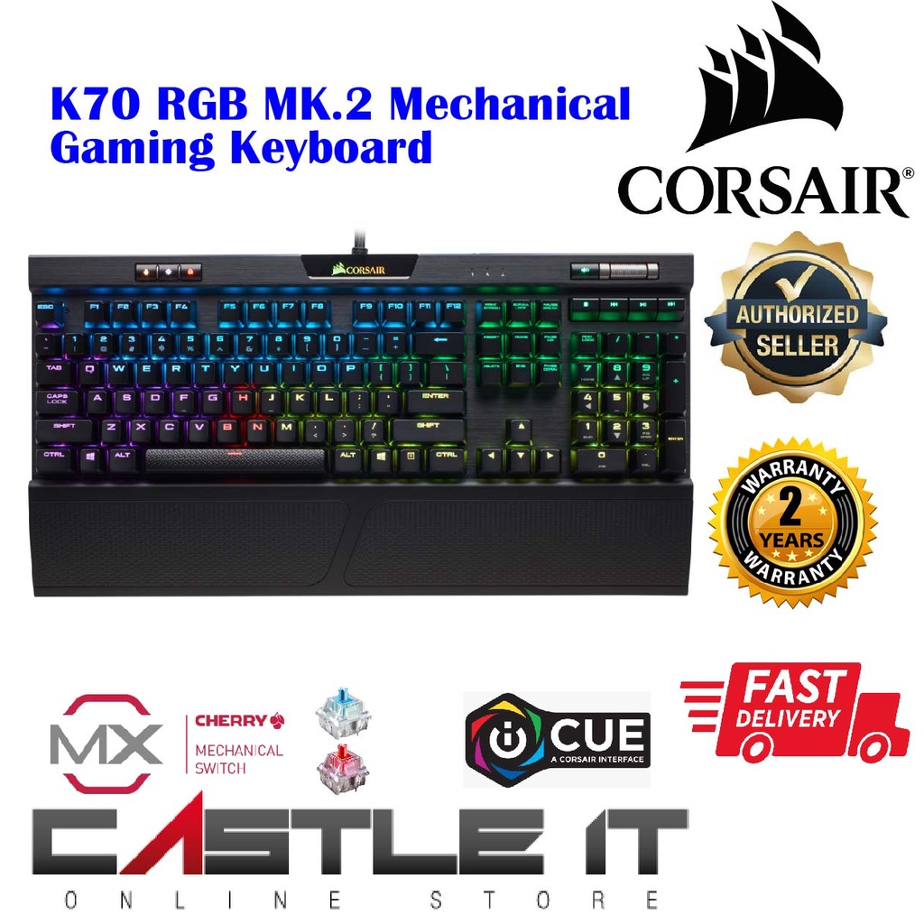 CORSAIR K70 RGB MK.2 Mechanical Gaming Keyboard CHERRY MX RED/MX BLUE (CH-9109010-NA / CH ...