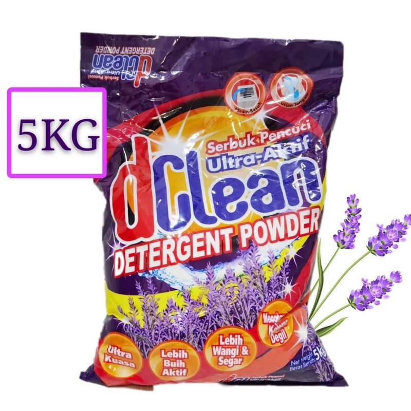 D Clean Washing Detergent Powder Laundry Serbuk Pencuci 5kg | Shopee ...