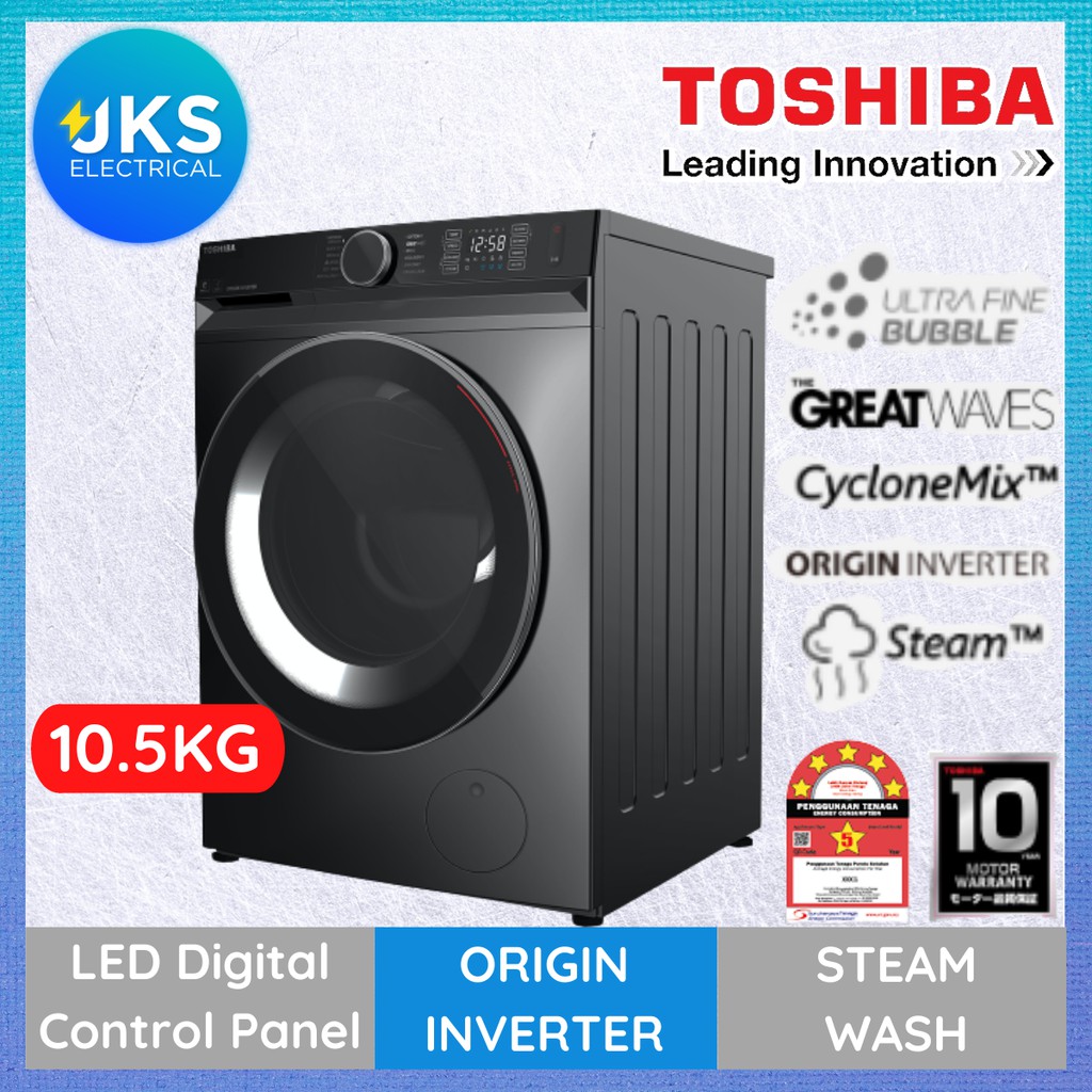 Toshiba 10.5KG Inverter Front Load Washer TW-BK115G4M(SK) with Ultra Fine Bubble | Shopee Malaysia