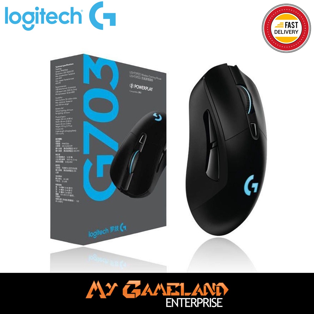 Logitech G703 Lightspeed Wireless Gaming Mouse With Hero 16K Sensor (Black)(BRAND NEW) | Shopee ...