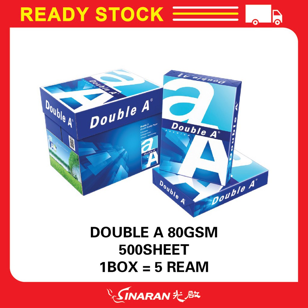 IK YELLOW 70/80gsm / DOUBLE A A4 70/80gsm Printing Paper 1 BOX (5 Reams ...