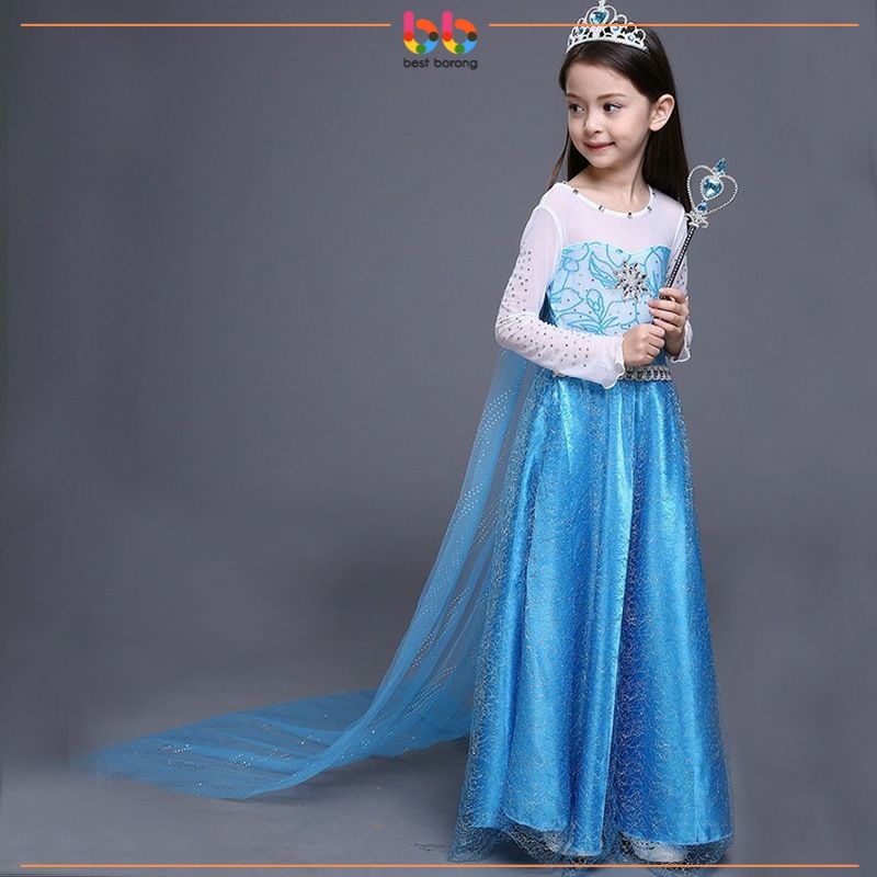 Frozen Princess Elsa Girl Dress Costume Party Birthday Baju Frozen ...
