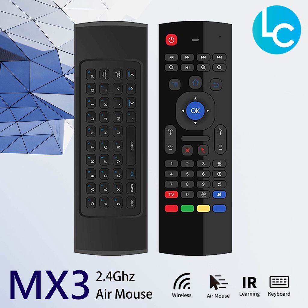 MX3 2.4GHz Wireless Remote Control Fly Air Mouse Wireless Qwerty ...
