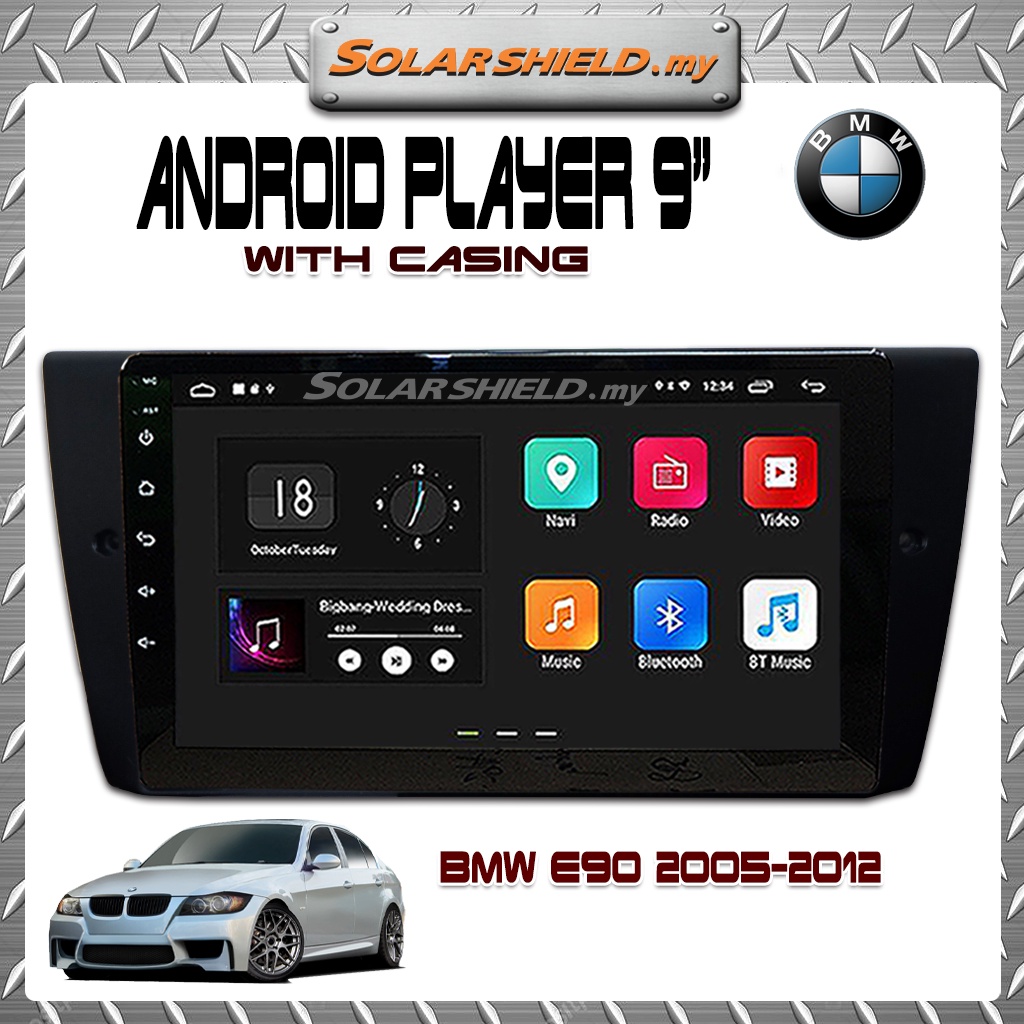 Bmw E90 9'' Android Player GPS Waze Android 8.1 Wifi GPS Touch Screen + Casing (With Socket ...