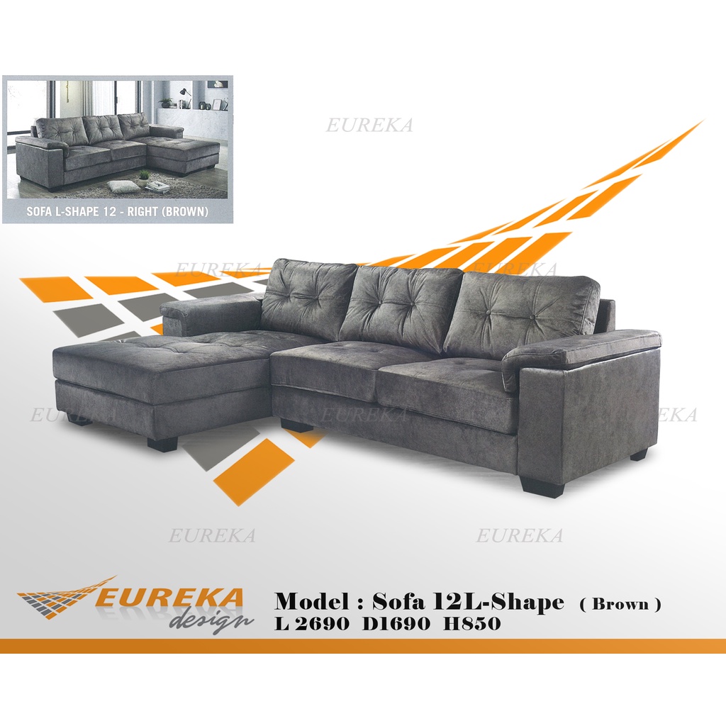 EUREKA L Shape Sofa Set 3 Seater Modern Upholstery Velvet Wood 12 (Deliver & Installation Klang ...