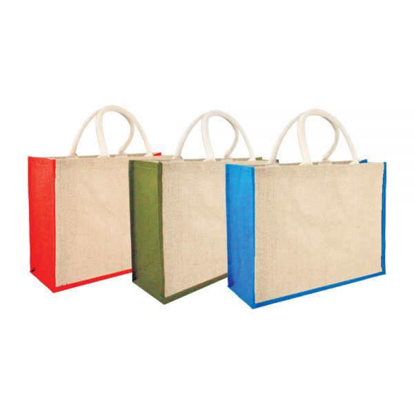 Big Jute Bag A3 Size with Color Gusset Plain Women Tote Bag Tangan ...