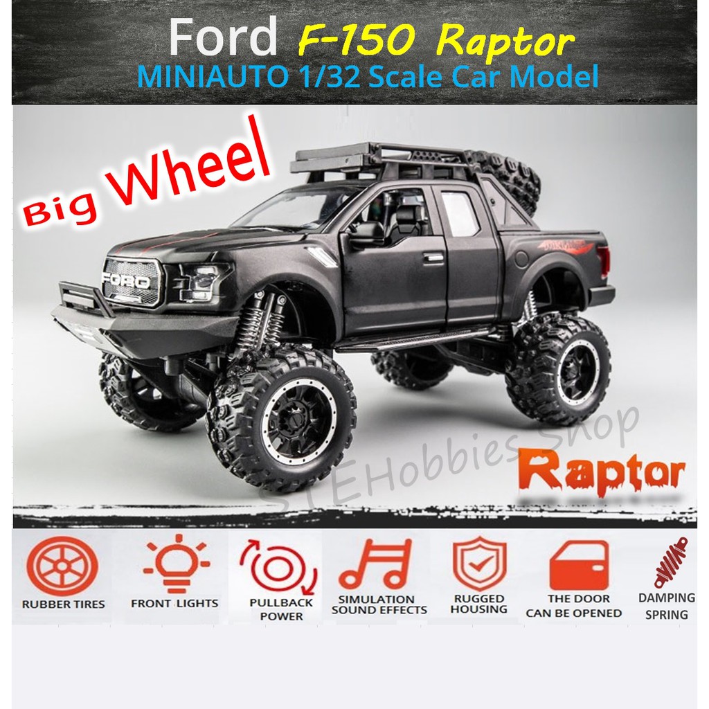 STE8 Ford F-150 Raptor Big 4-Wheel 1:32 Scale Metal Car Model Die-cast ...