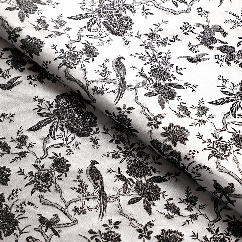 Silk brocade fabric bird embroidery pattern damask cloth DIY for ...