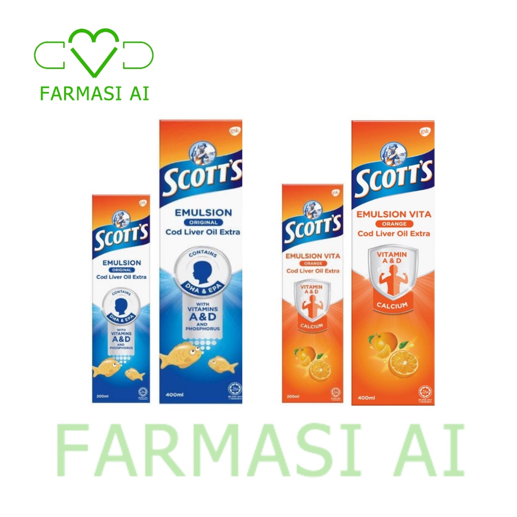 Scott's Emulsion Cod Liver Oil 200ml/400ml (Original/Orange) | Shopee ...