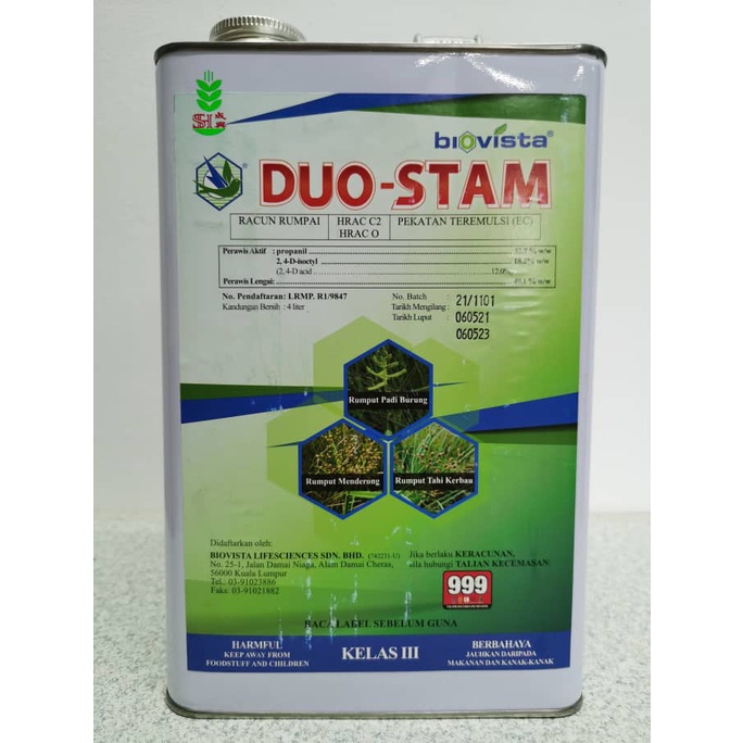 4 Litter Duo-Stam Propanil 2,4-D/Rumput Padi Burung/Rumput Menderong ...