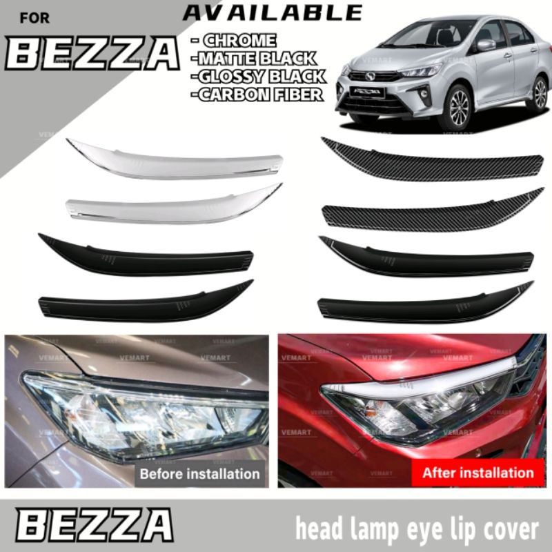 Vemart perodua bezza 2019-2022 head lamp eye lid cover sportivo design ...