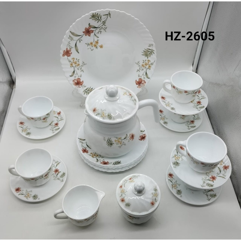 24pcs Set Pinggan Makan Petang/Set Pinggan Kaca Opal 24pcs | Shopee ...