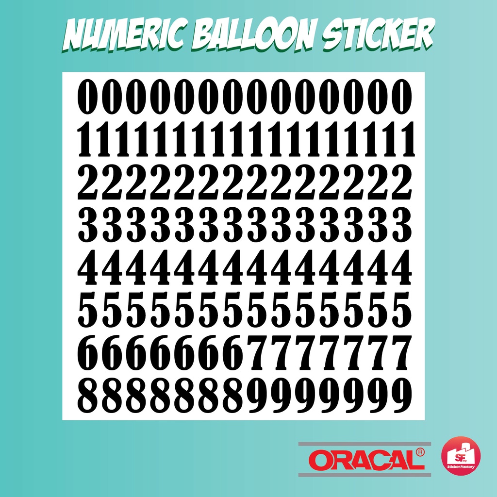 NU2 Numeric Balloon Sticker 95 pcs for Aqua Bobo Bubble Balloons ...