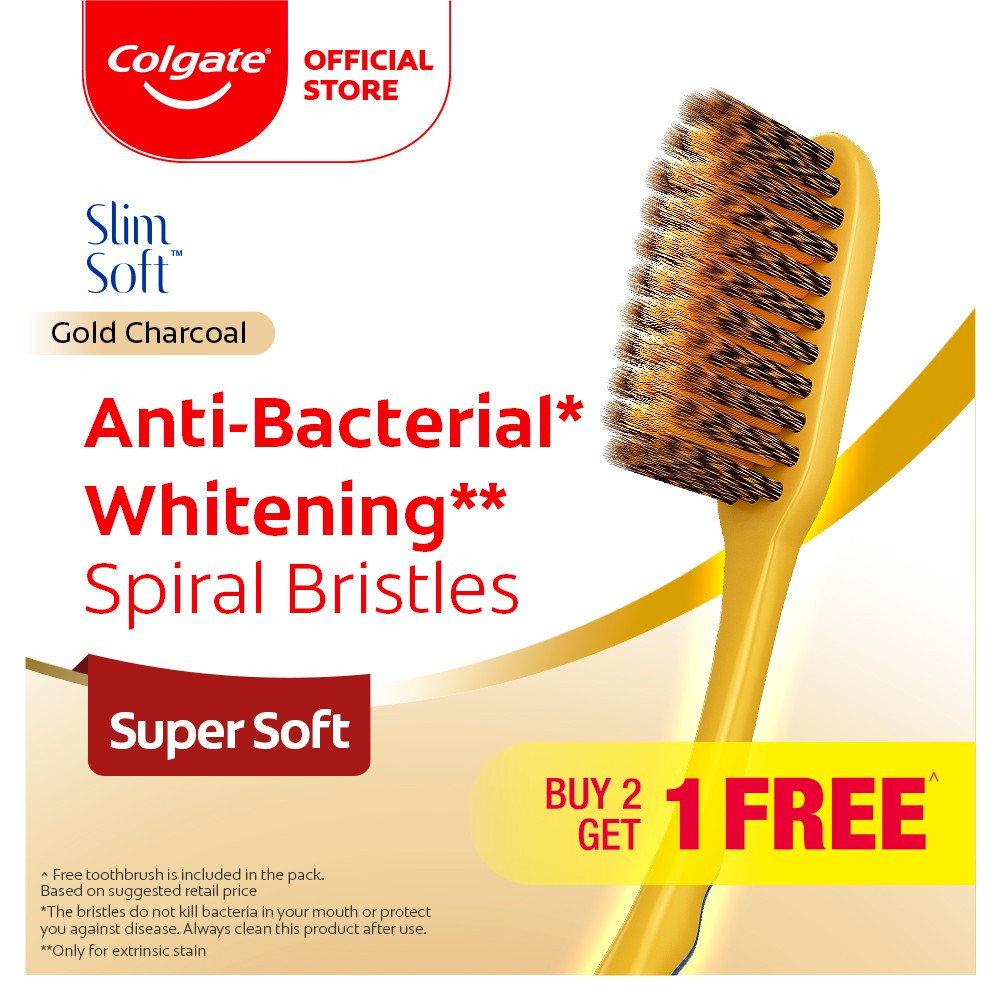 Colgate SlimSoft Charcoal Gold Toothbrush Valuepack 3s (Ultra Soft ...